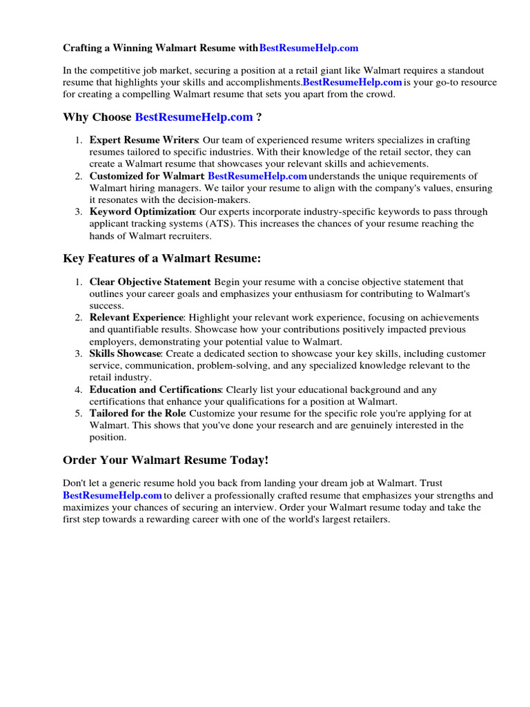 Walmart Resume | PDF | Résumé | Walmart