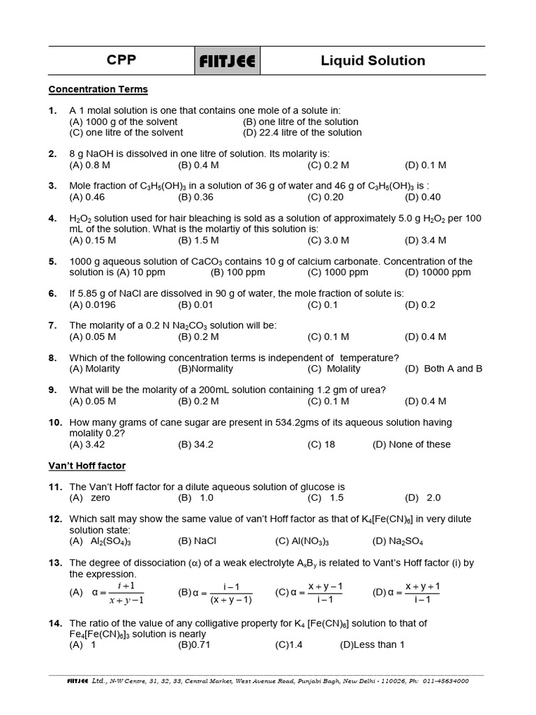 Liquid Solution | PDF | Vapor | Osmosis