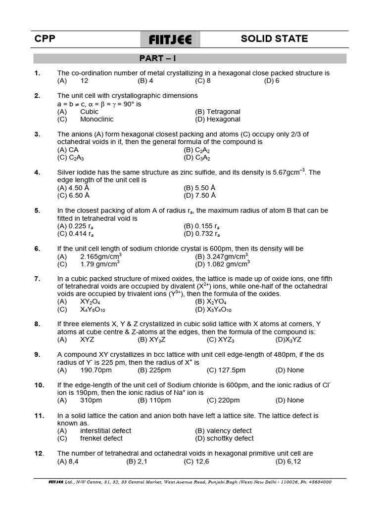 Solid State-1 | Download Free PDF | Crystal Structure | Ion