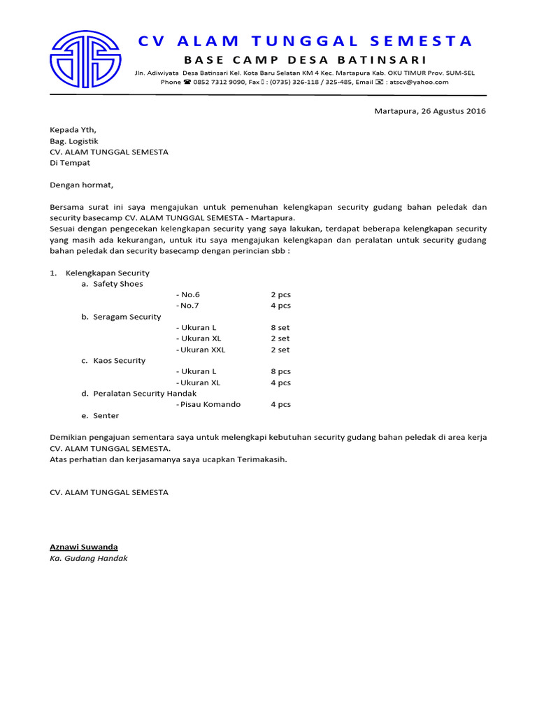 Permohonan Kelengkapan Security Handak | PDF