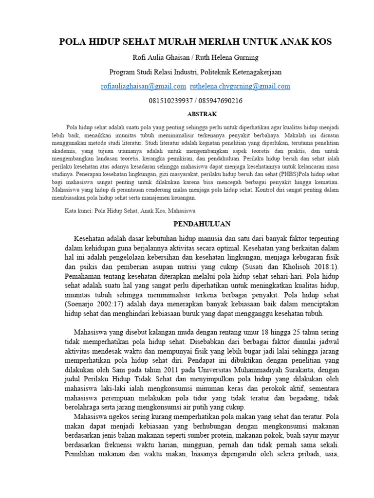 Part 3-Pola Hidup Sehat Murah Meriah Untuk Anak Kos | PDF