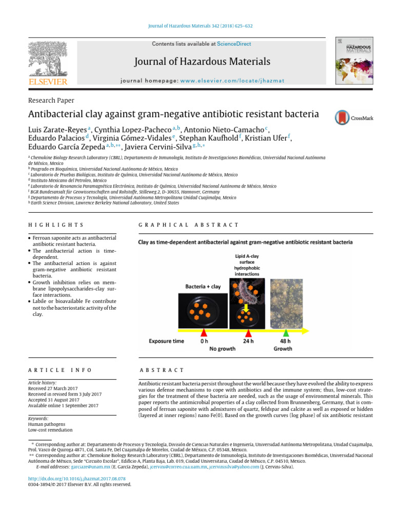 Antibacterial Clay Against Gram Negative Antibiotic Resistant Bacteria ...