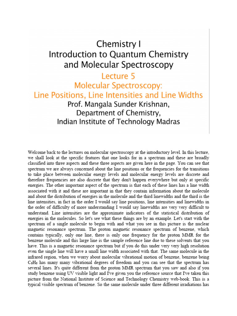 Lec 5 Pdf Spectroscopy Absorption Spectroscopy