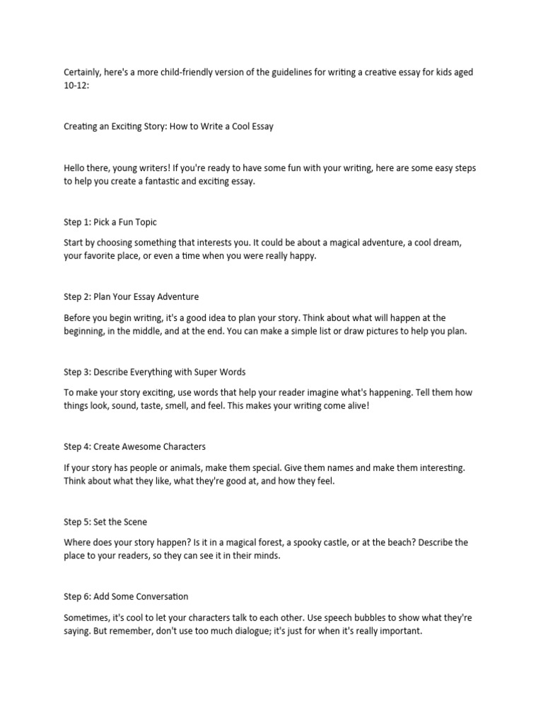 Creative Essay Tips for Kids | PDF