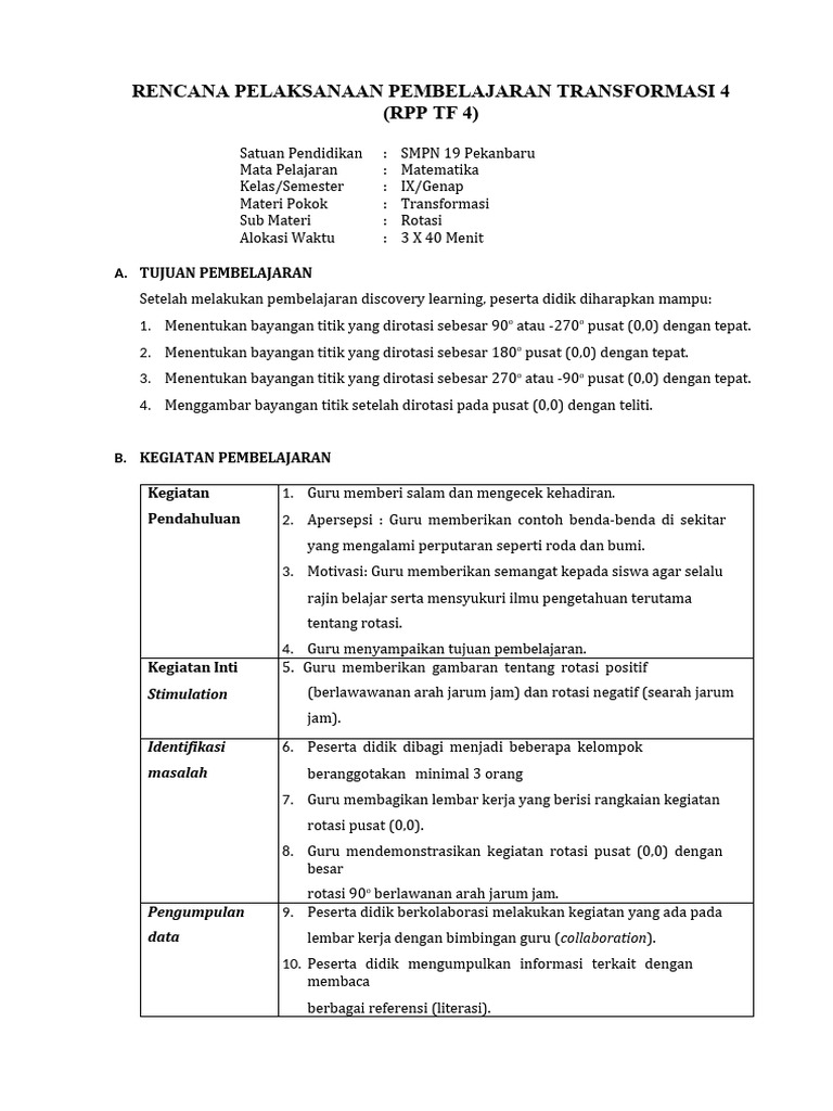 Rumus Rotasi 180 Derajat Matematika | PDF