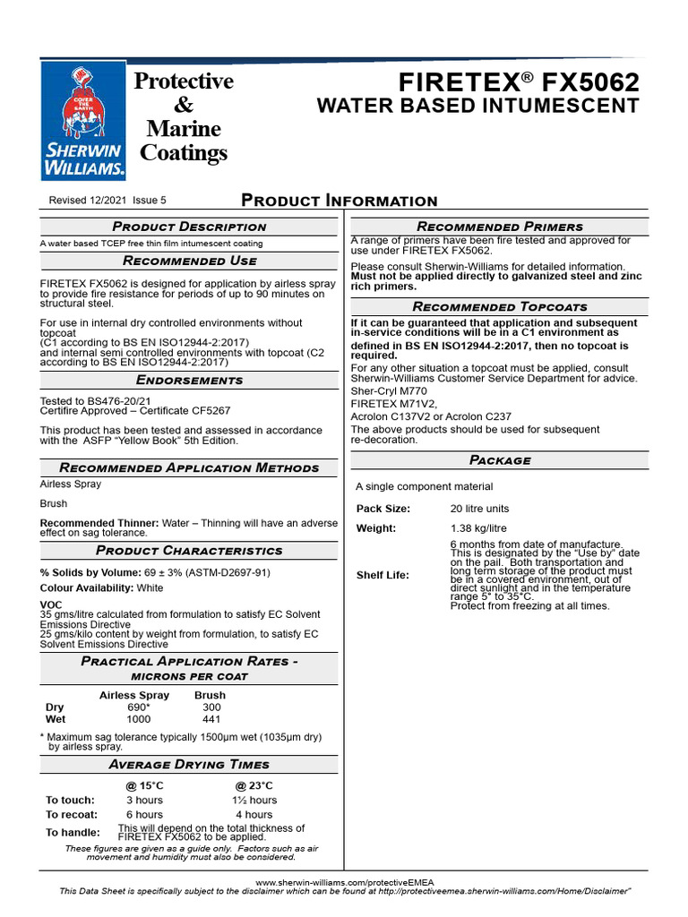 Firetex FX5062 SW.2 | PDF | Humidity | Materials