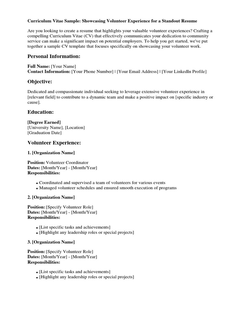 Curriculum Vitae Sample Volunteer | PDF | Résumé | Http Cookie