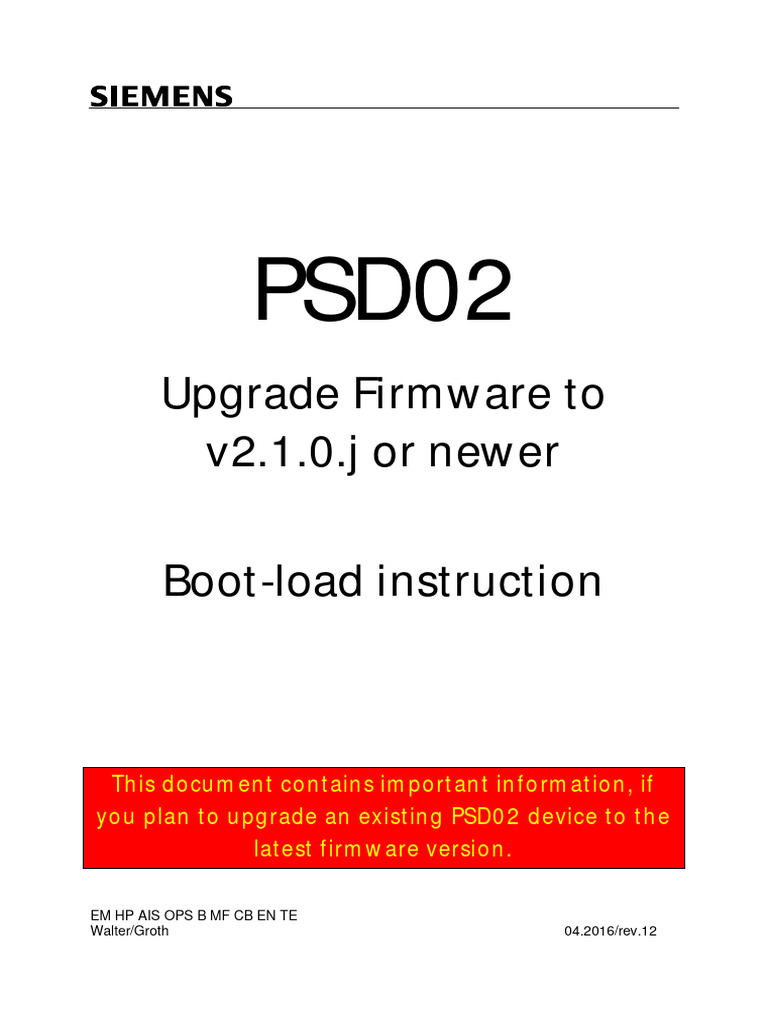 PSD02 Firmware 210j or Newer Upgrade Instruction | PDF | Booting ...