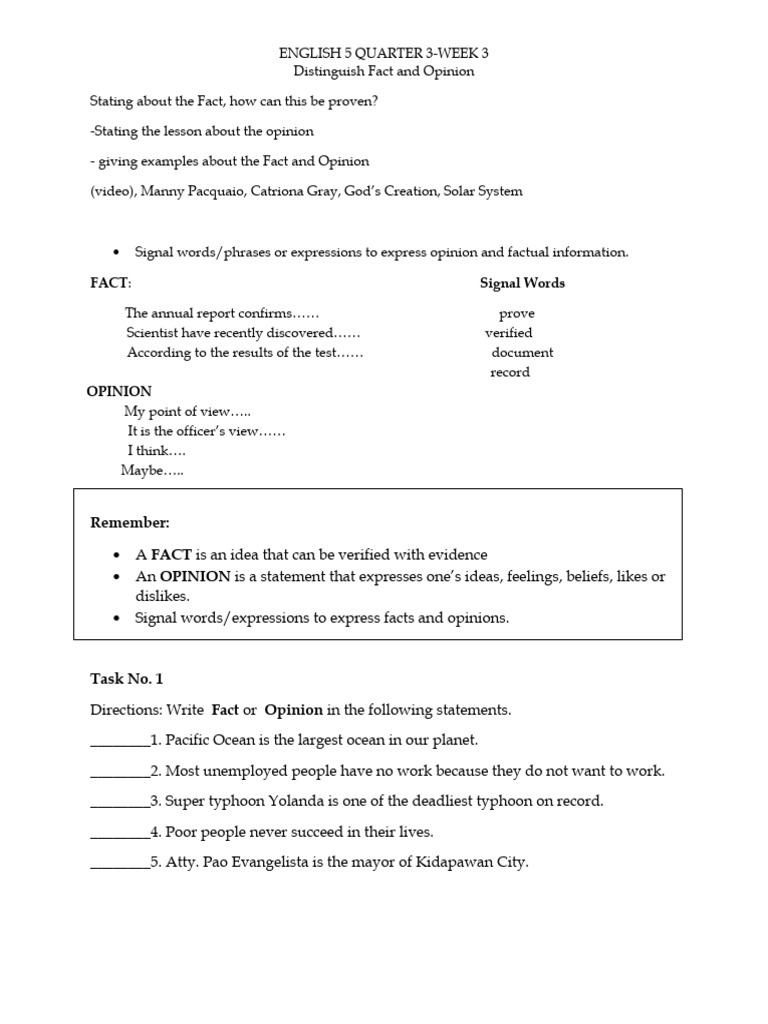 English 5 Quarter 3 Week 3 | PDF