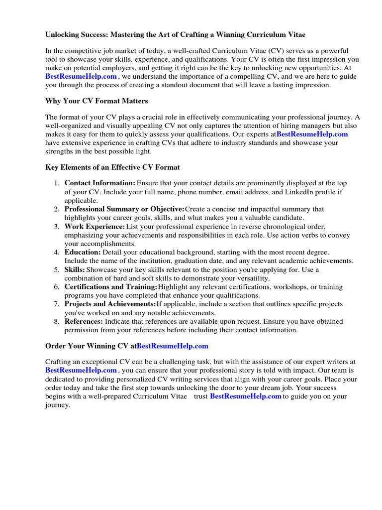 Format On How To Prepare Curriculum Vitae | PDF | Résumé