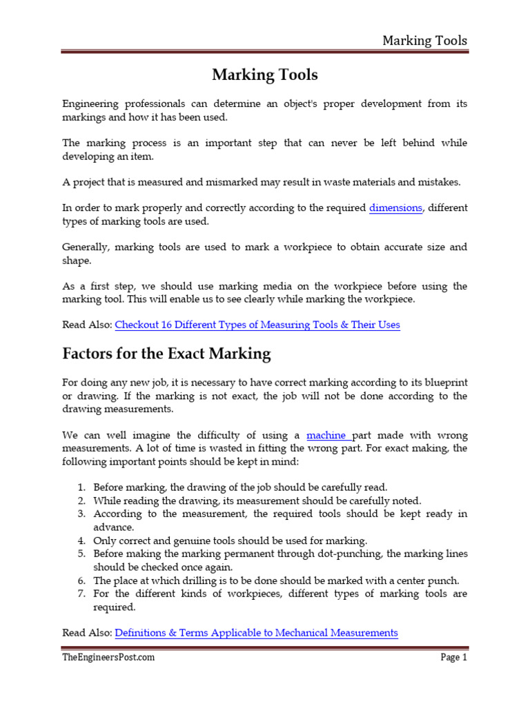 Marking Tools | PDF | Sheet Metal | Machining