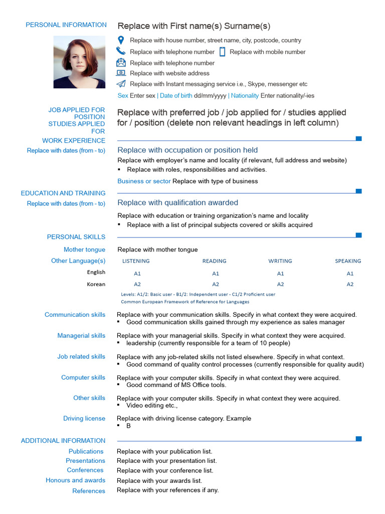 EuroPass CV Template | PDF | Communication