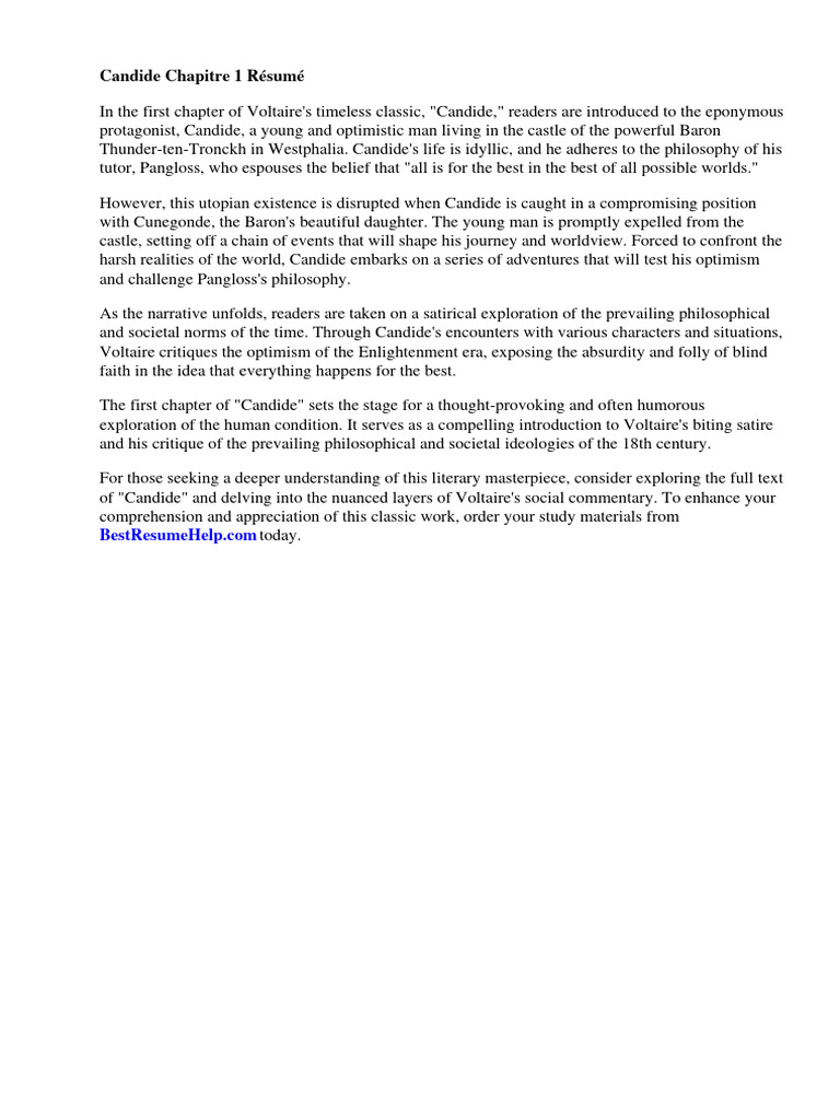 Candide Chapitre 1 Rsum | PDF | Candide