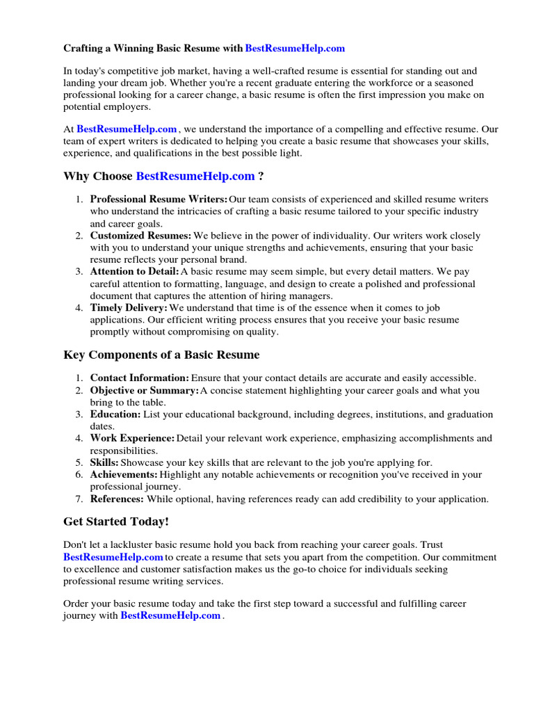 Basic Resume | PDF | Résumé | Experience