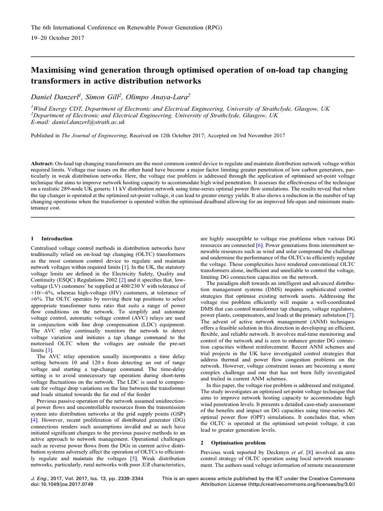 Danzerl Etal RPG 2017 Maximising Wind Generation Through Optimised Operation of On Load Tap ...