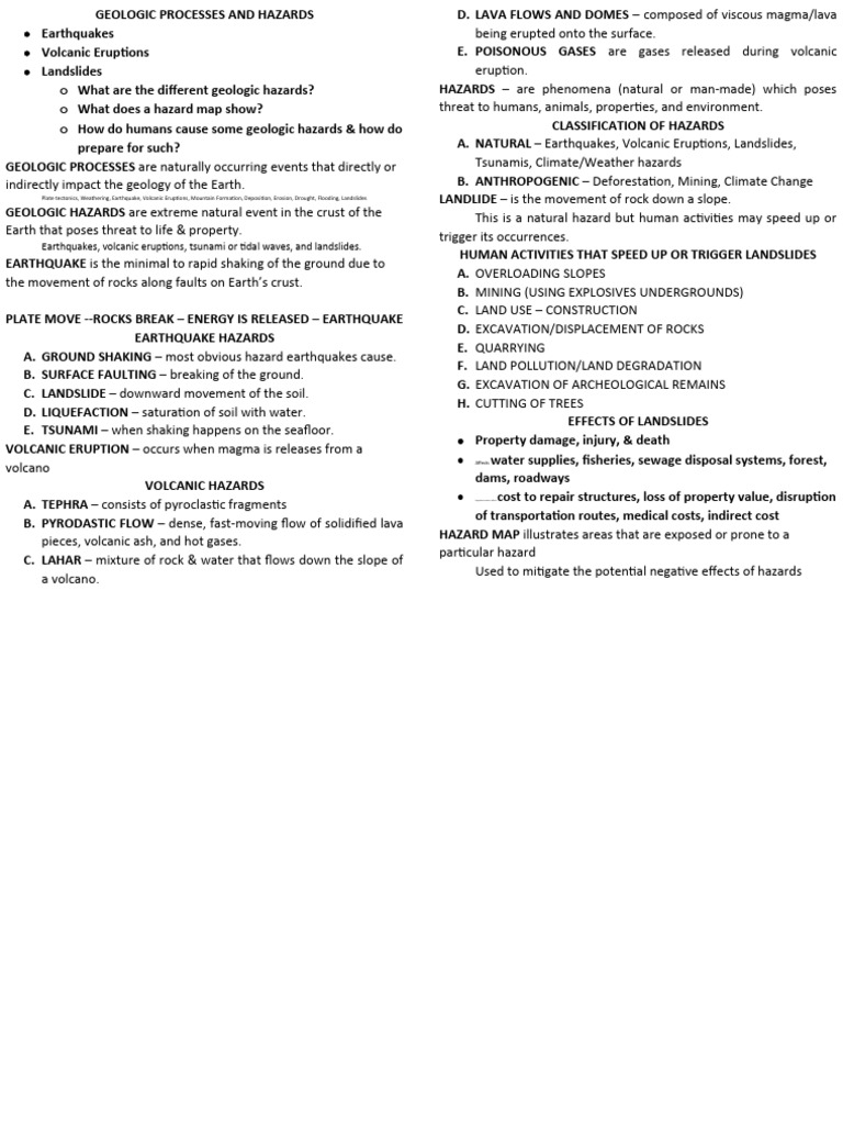 Geologic Processes and Hazards | PDF | Volcano | Types Of Volcanic ...