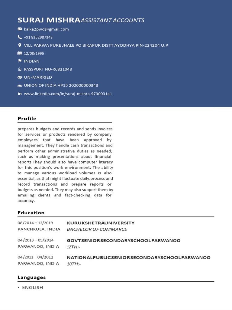 Suraj Updated CV | Download Free PDF | Invoice | Economies