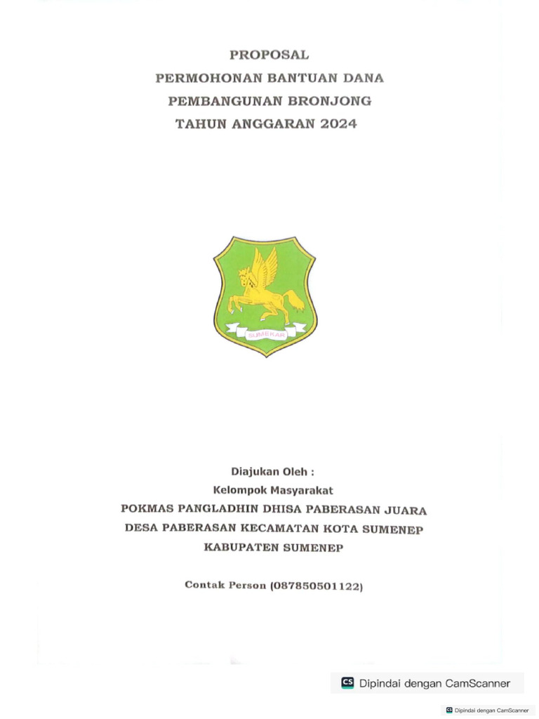 Proposal Permohonan Bantuan Dana Pembangunan Bronjong Tahun Anggaran 2024 | PDF