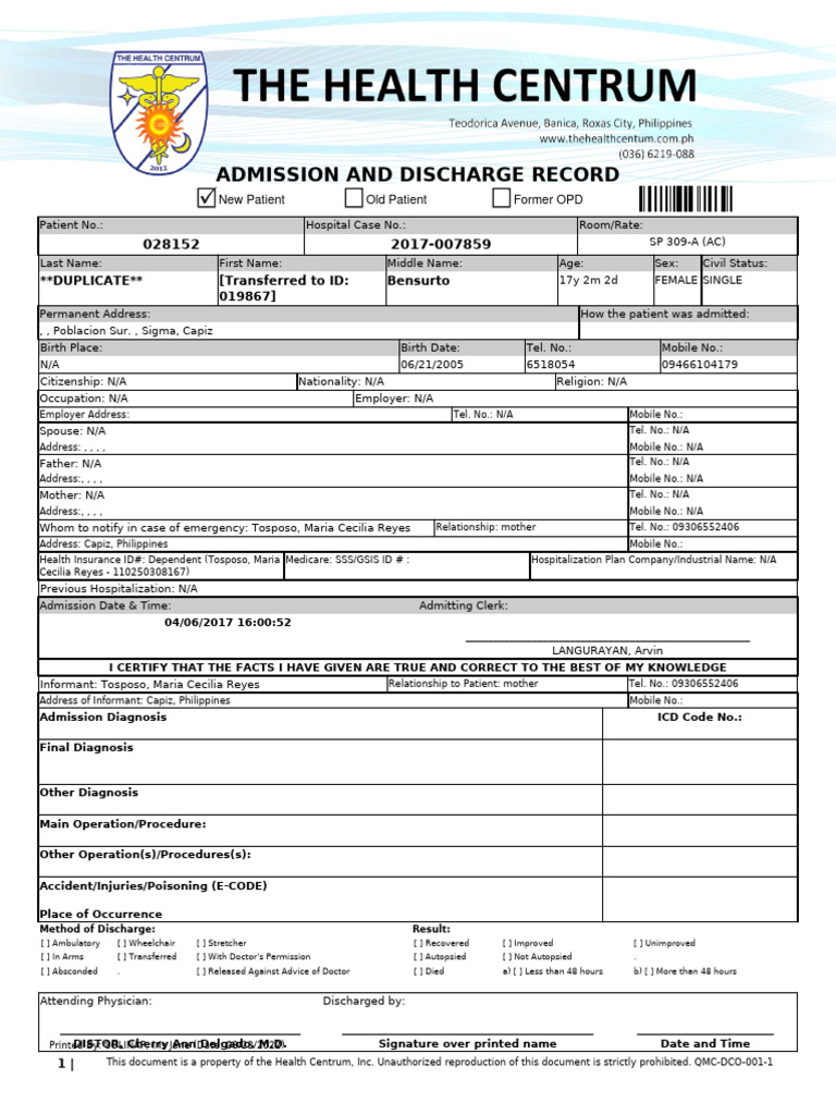 Print Admission | PDF | Physician | Social Programs