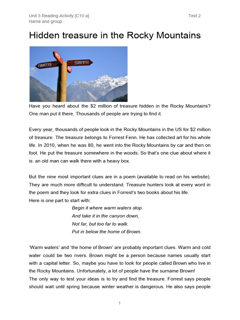 Rocky Mountains Treasure Hunt | PDF | General Fiction