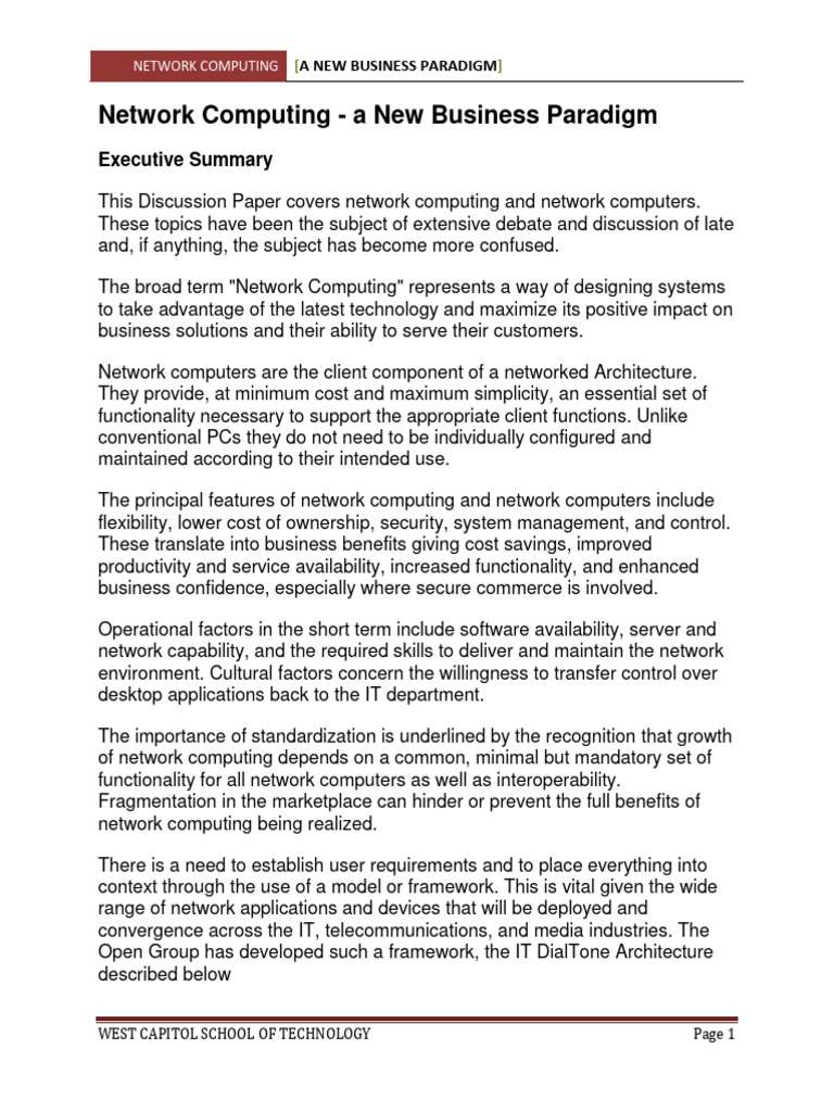 Network Computing | PDF | Computer Network | Computing