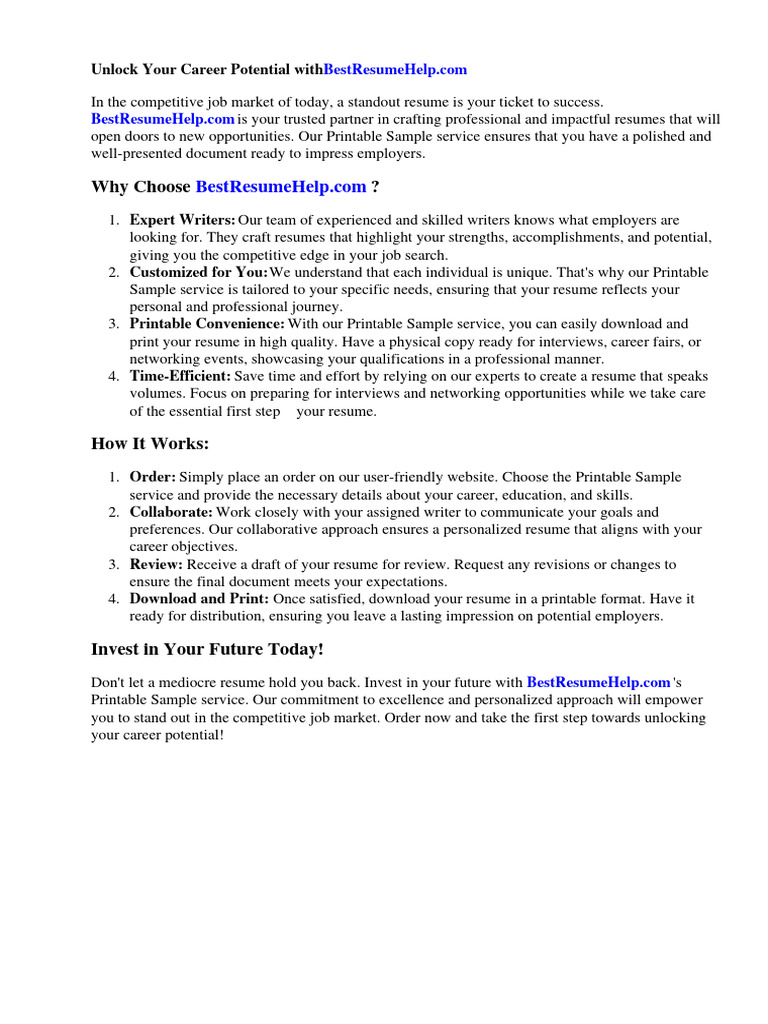 Printable Sample Resume | PDF | Résumé | Page Layout