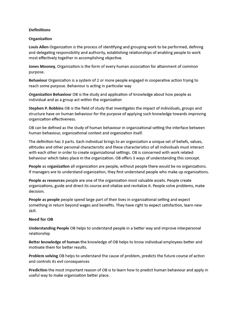 Lesson 1 - Introduction On To Organizational Behaviour | Download Free PDF | Organizational ...