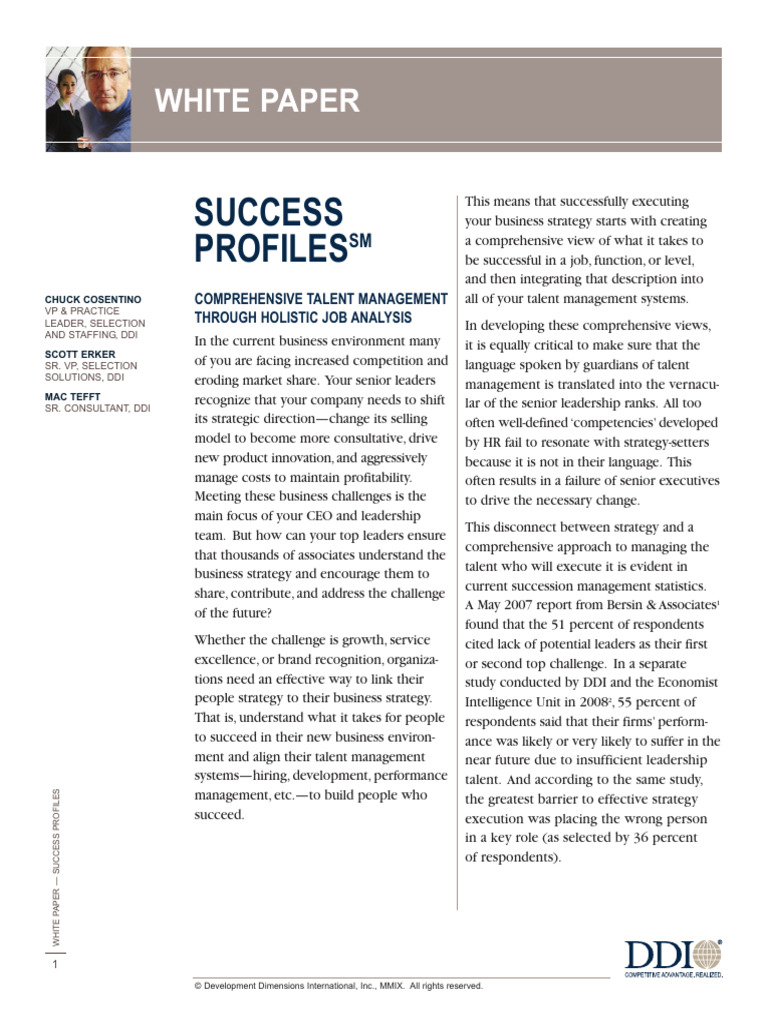 Successprofiles WP Ddi1 | PDF | Strategic Management | Talent Management
