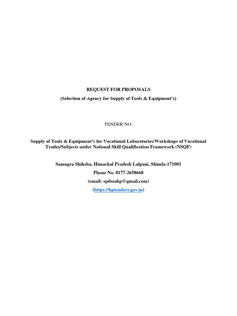 Tender No | PDF | Request For Proposal | Arbitration