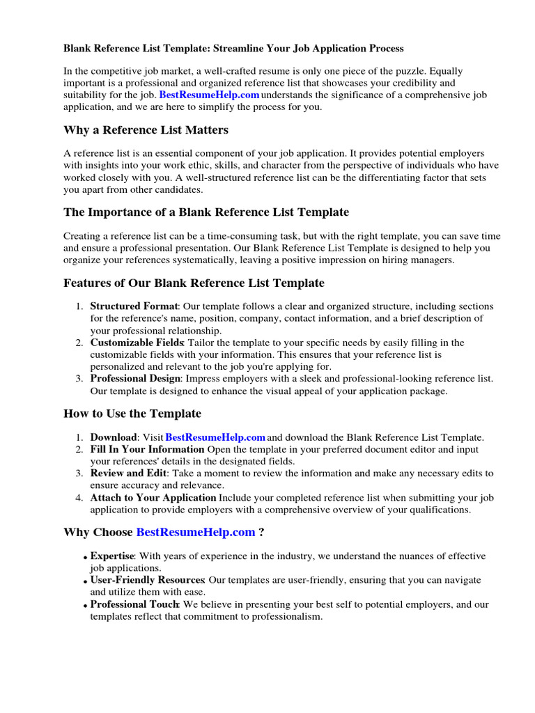 Blank Reference List Template | PDF | Employment | Mathematics