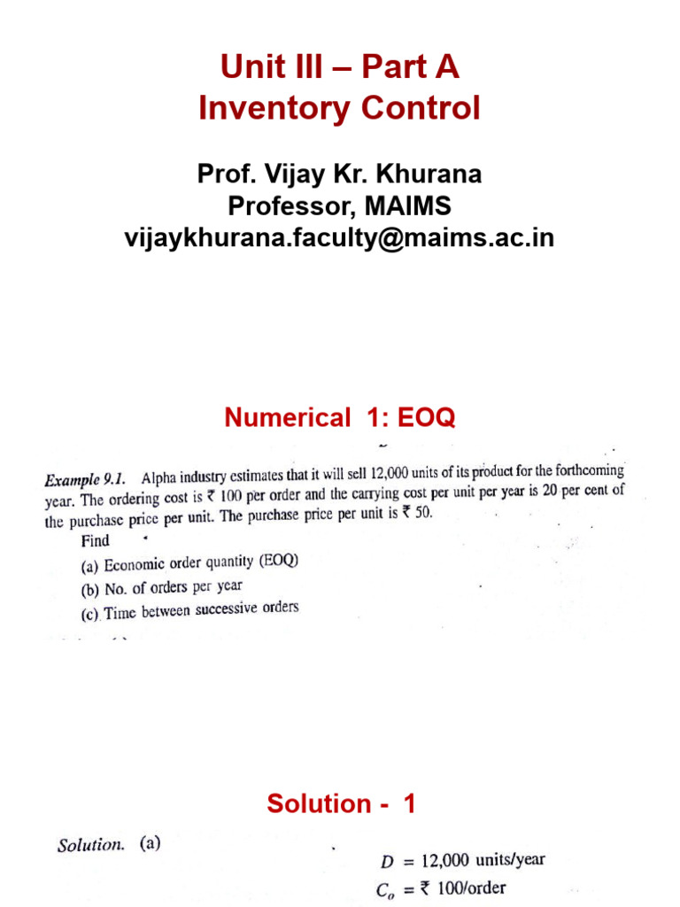 3.2 Inventory Control | PDF | Inventory | Demand