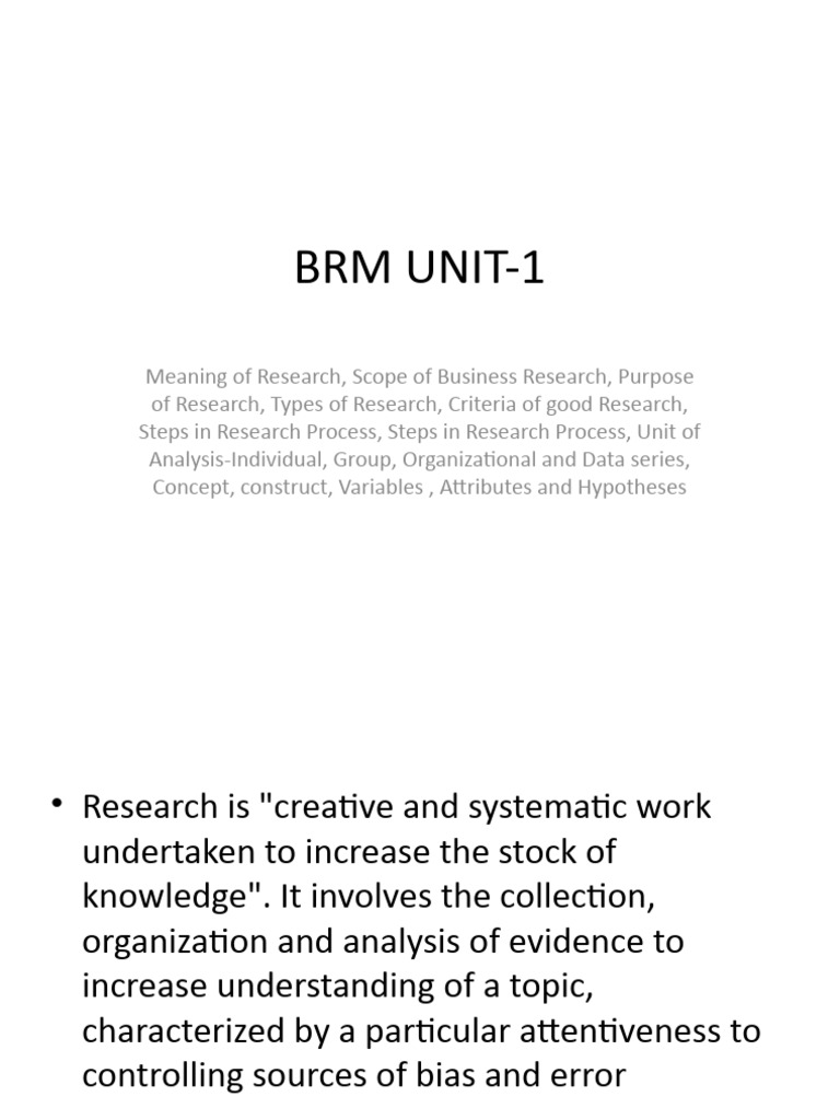 BRM Unit-1 | PDF | Methodology | Hypothesis BRM Unit-1 | PDF | Methodology | Hypothesis