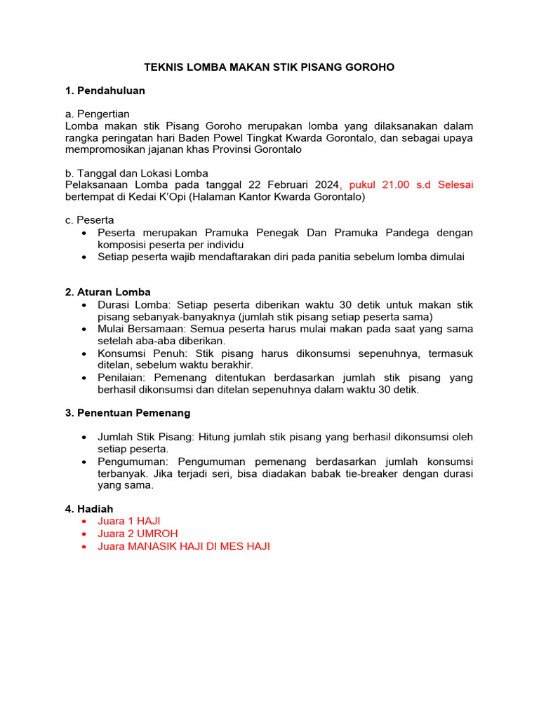 Lomba Makan Stik Pisang Gorontalo | PDF | Sains & Matematika