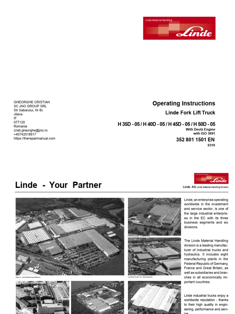 Operating Instructions: Linde Fork Lift Truck H 35D - 05 / H 40D - 05 ...