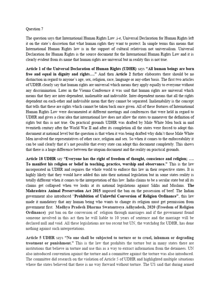 IPHR Mock Exam | PDF | Human Rights | Discrimination