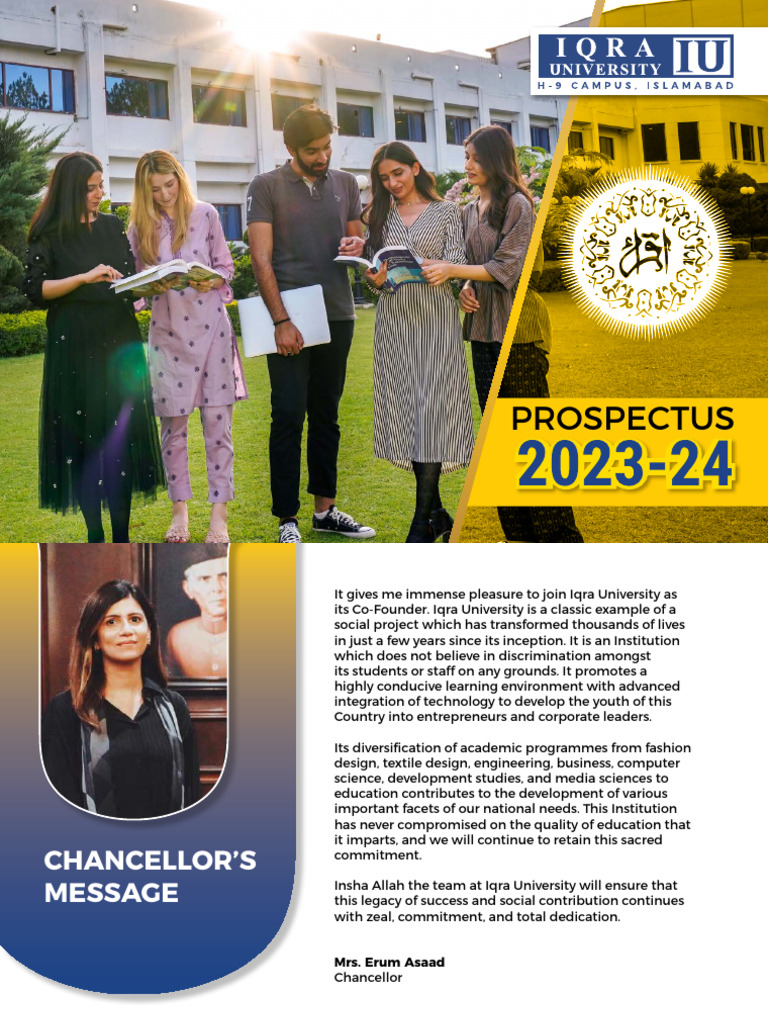 Iqra University Islamabad Prospectus 2023 24 V.1 | PDF | University And ...