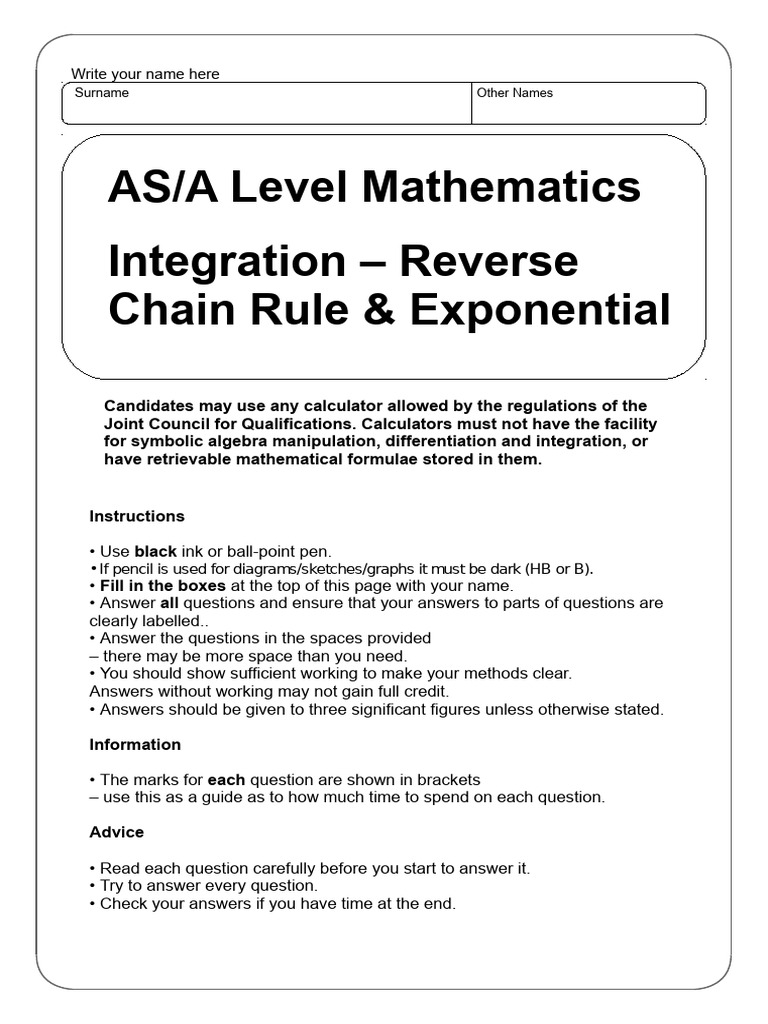P4 Integration (Exponential) QP | PDF | Integral | Exponential Function
