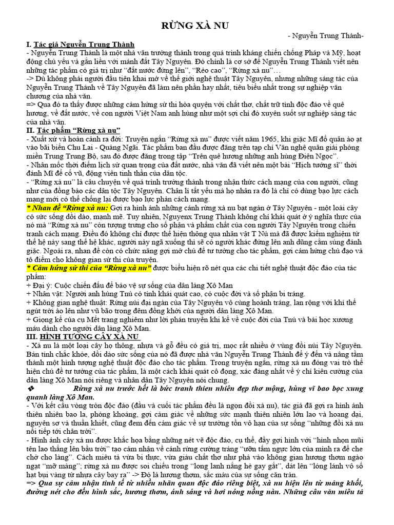 R NG Xà Nu (Văn 12) | PDF