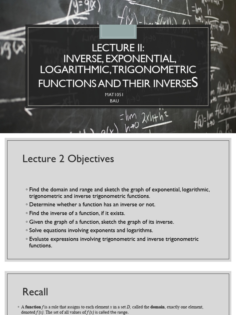 MAT Lecture2 | PDF | Function (Mathematics) | Logarithm
