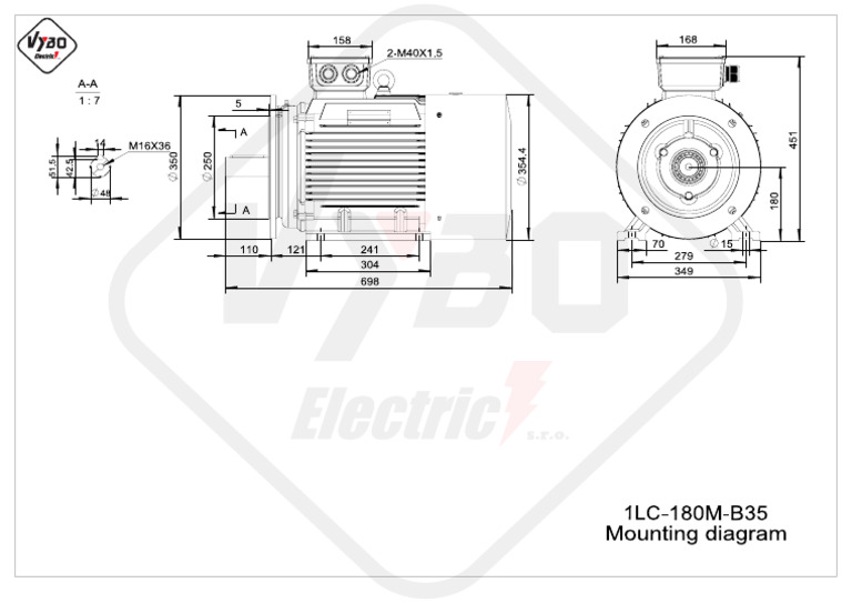 Dimensions Electric Motor 1LC 180M B35 | PDF