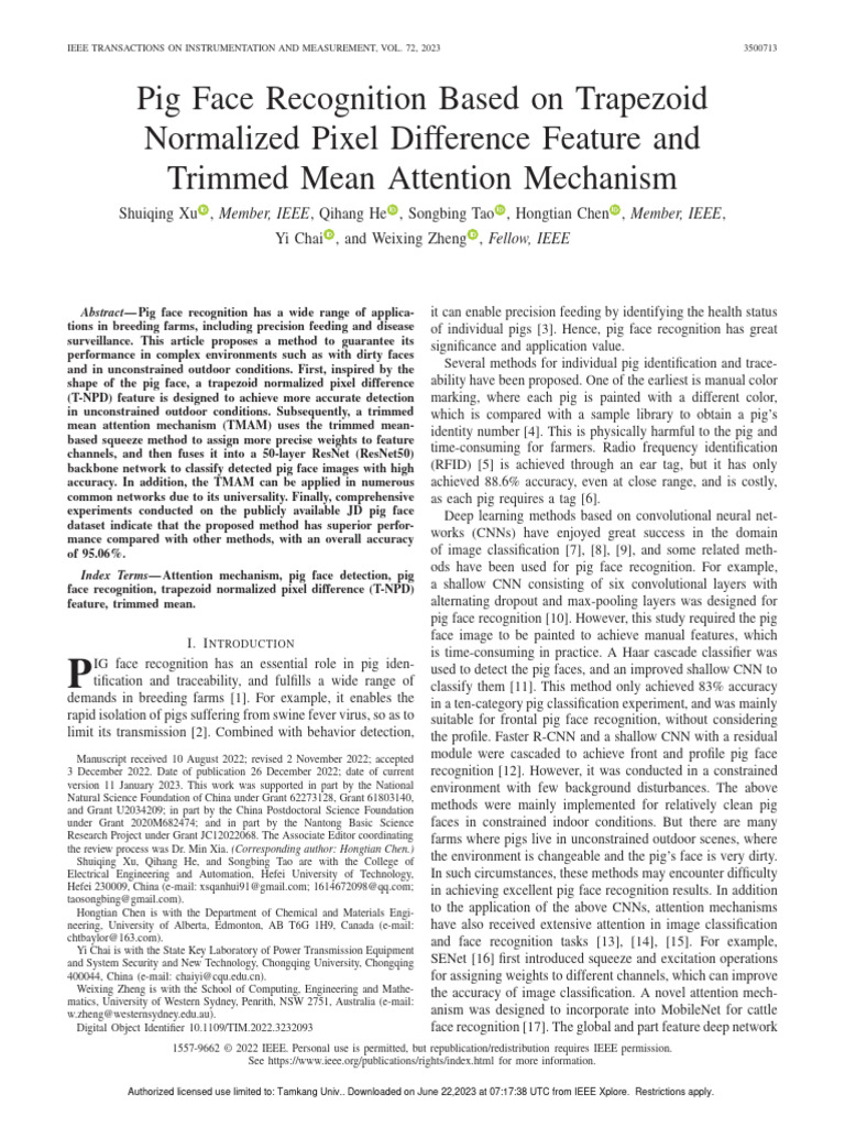 Pig Face Recognition Based On Trapezoid Normalized Pixel Difference ... Pig Face Recognition Based On Trapezoid Normalized Pixel Difference ...