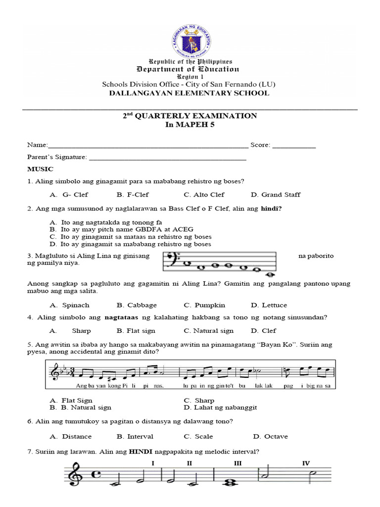 Mapeh 5 - Q2 - PT - New | PDF