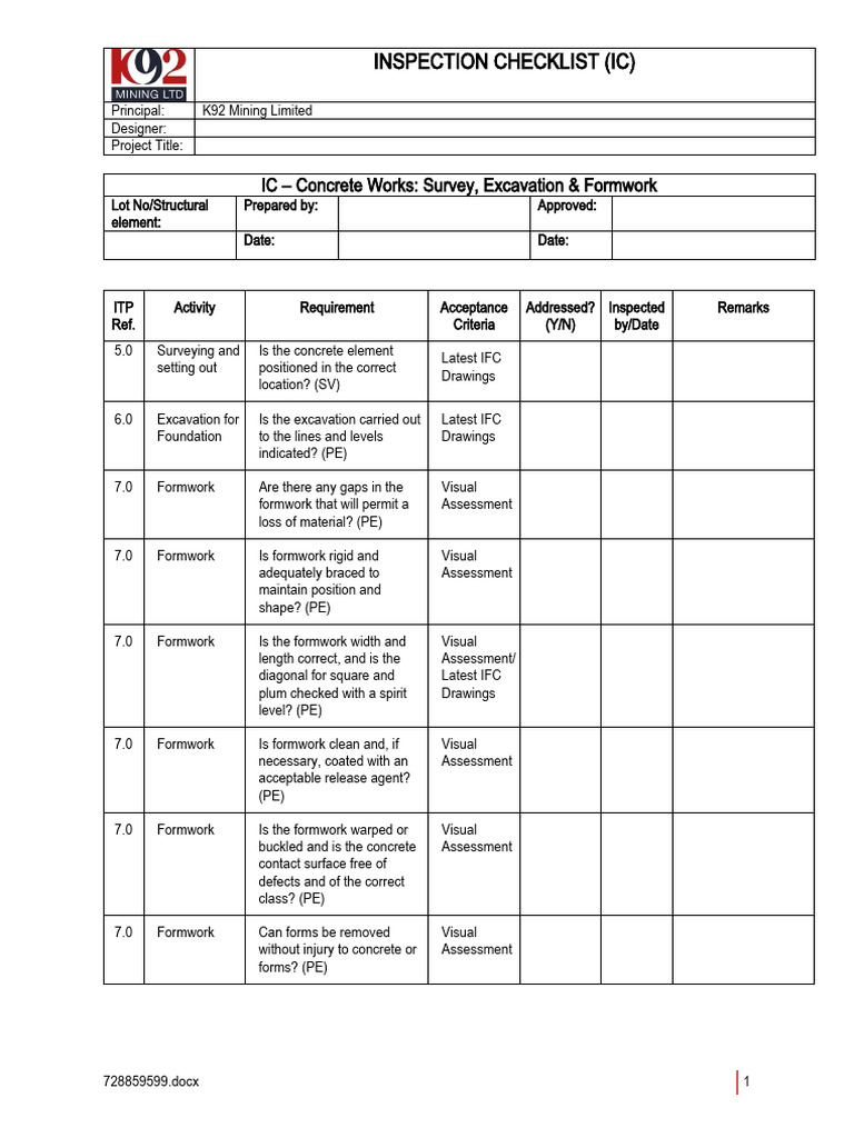 IC - Concrete Works - Surveying & Setting-Out, Excavation & Formwork ...