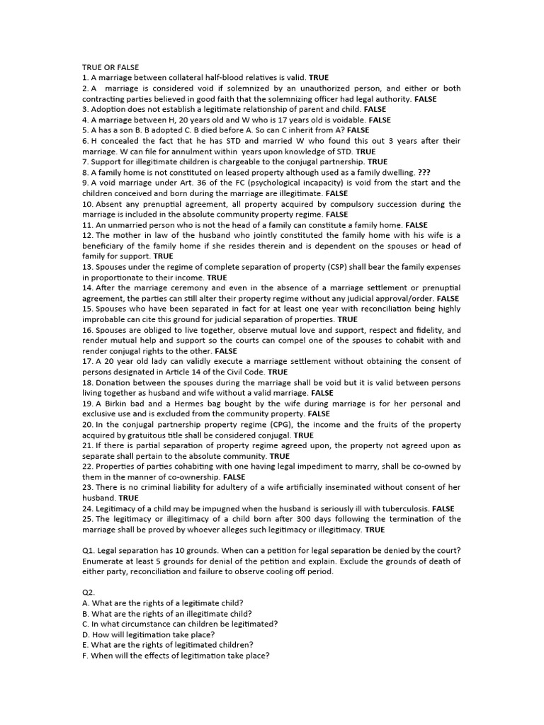 PFR PE TF+Essay Encoded | PDF | Marriage | Husband