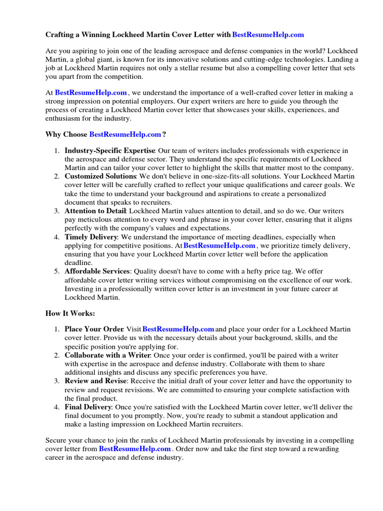 Lockheed Martin Cover Letter | Download Free PDF | Lockheed Martin ...