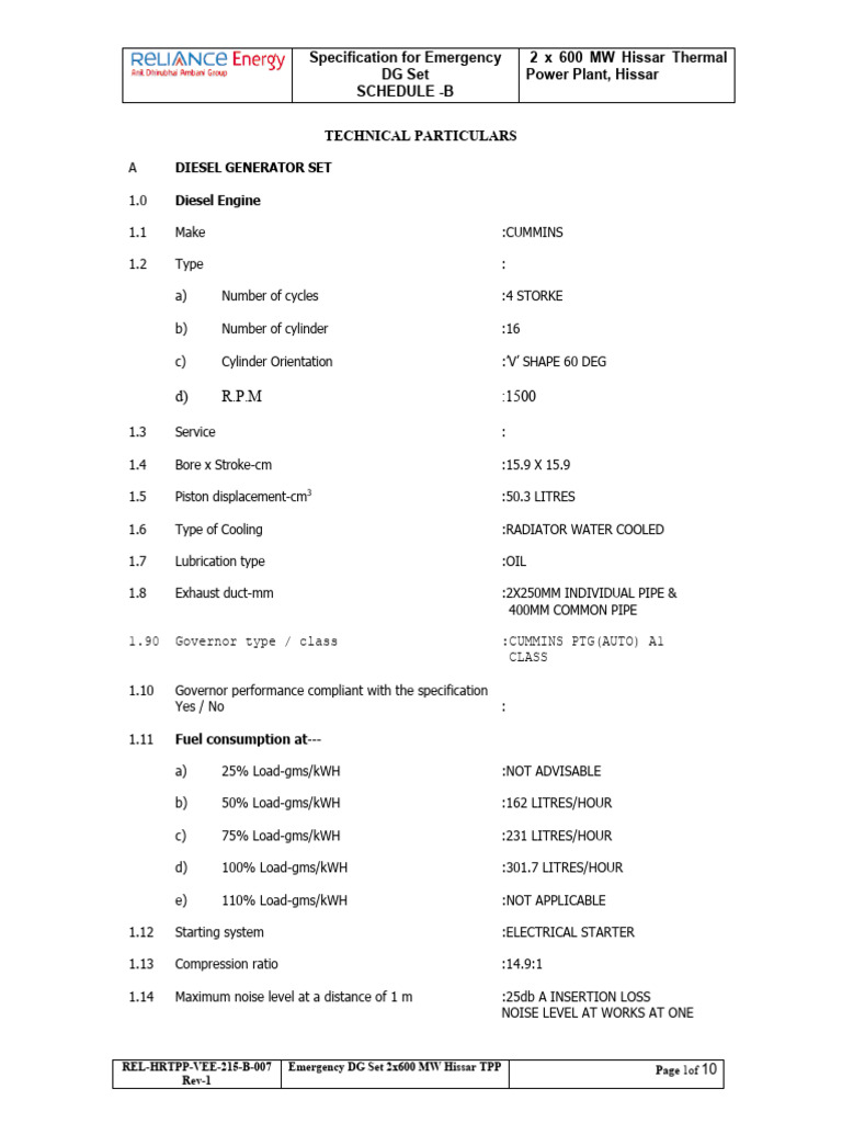 DG SET GTP Rev-1 | PDF | Diesel Engine | Engines