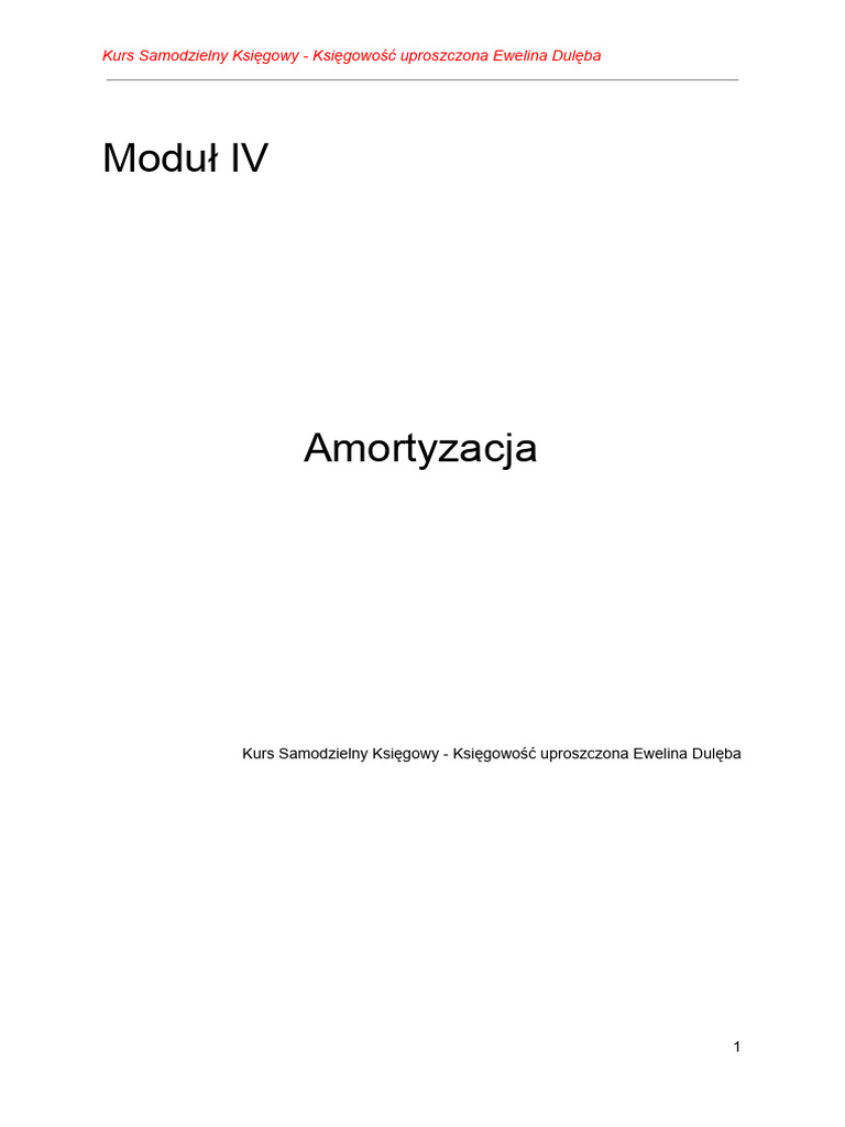 Modul IX Amortyzacja 1 | PDF