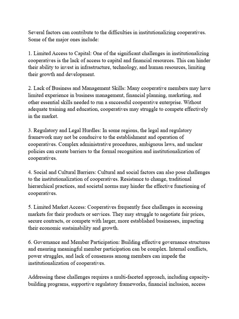 Challenges Faced by Cooperatives | PDF | Cooperative | Governance
