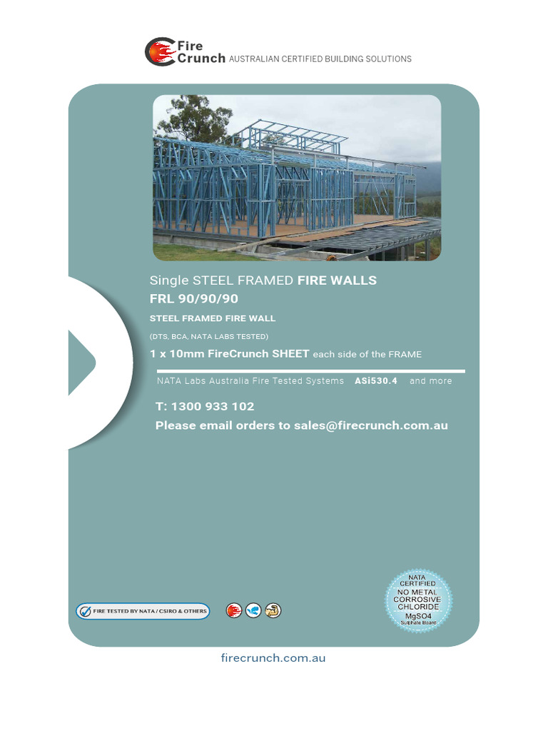 Fire Crunch. FRL - 90 Single Steel Frame Fire Wall | PDF | Wall | Plaster