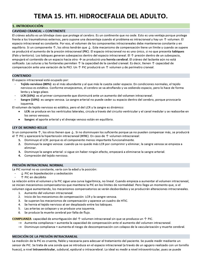 Resumen Neurocirugía HTI | PDF | Anatomía | Medicina